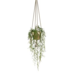 Suspension Rhipsalis artificiel BAILA, pot en céramique doré, vert, 90cm